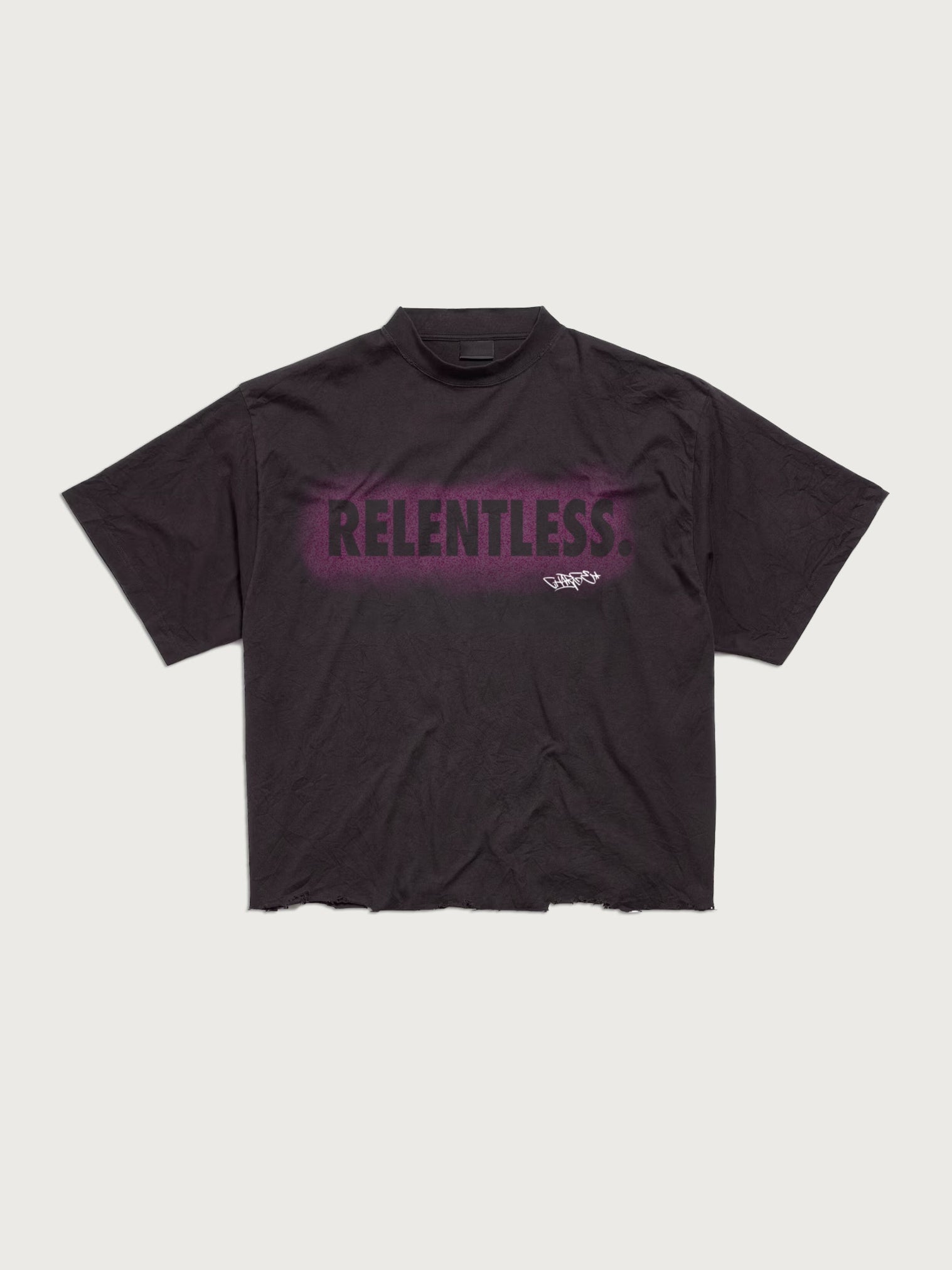 Relentless Distressed Crop T-shirt - Washed Black